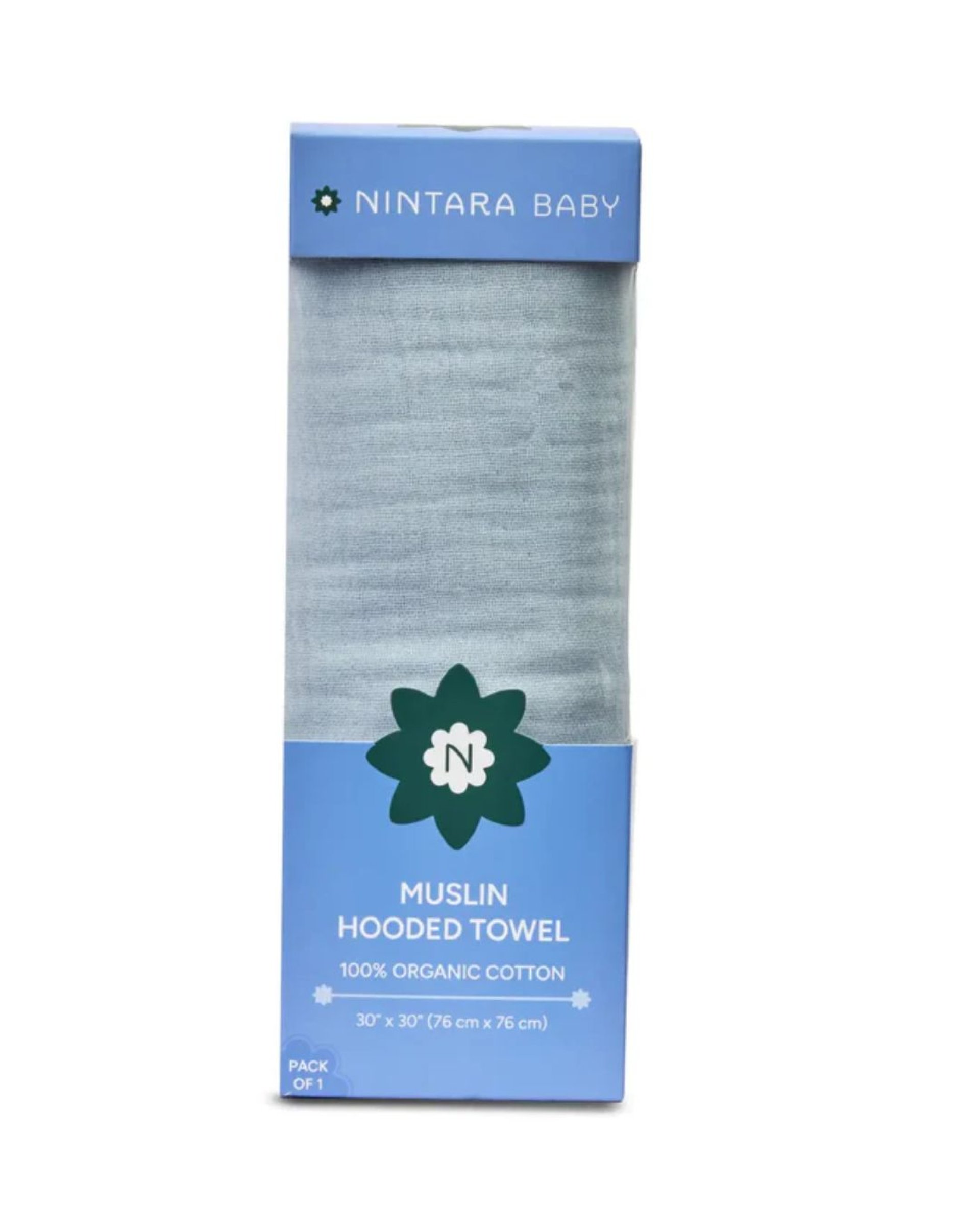 Nintara Baby Muslin Hooded Towel Baby Blue - Best Gifts for Kids